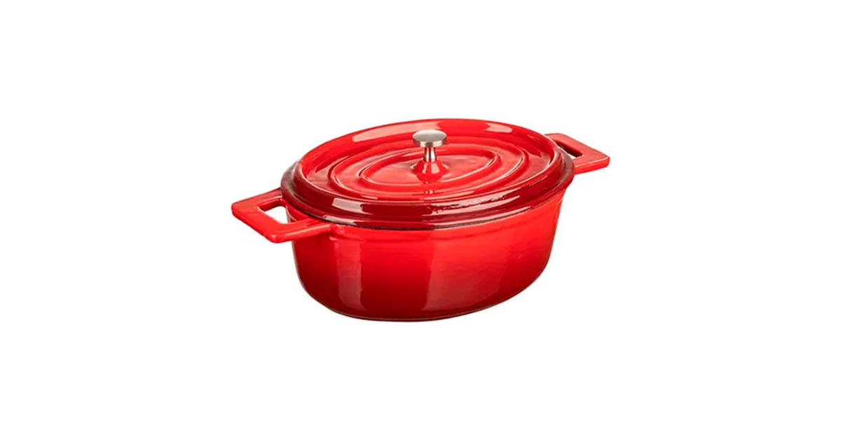 Кастрюля для запекания, с крышкой, овальная, чугун, 0,8 л, 14 см ...